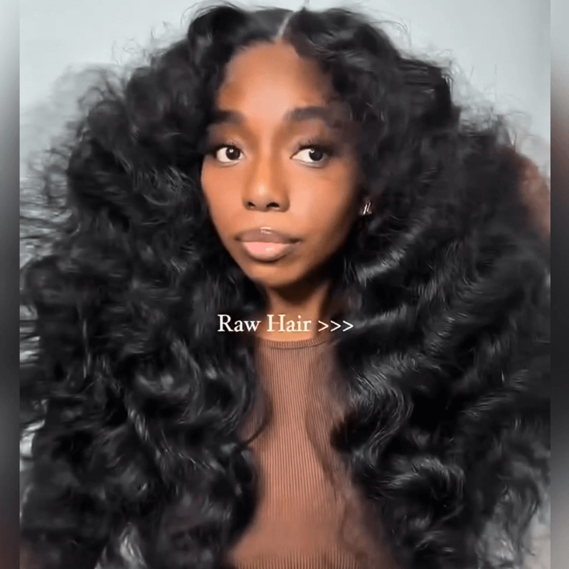 Geeta Fluffy Loose Wave Curtain Bangs Wig 13x4 Lace Front Wigs With Ba ...